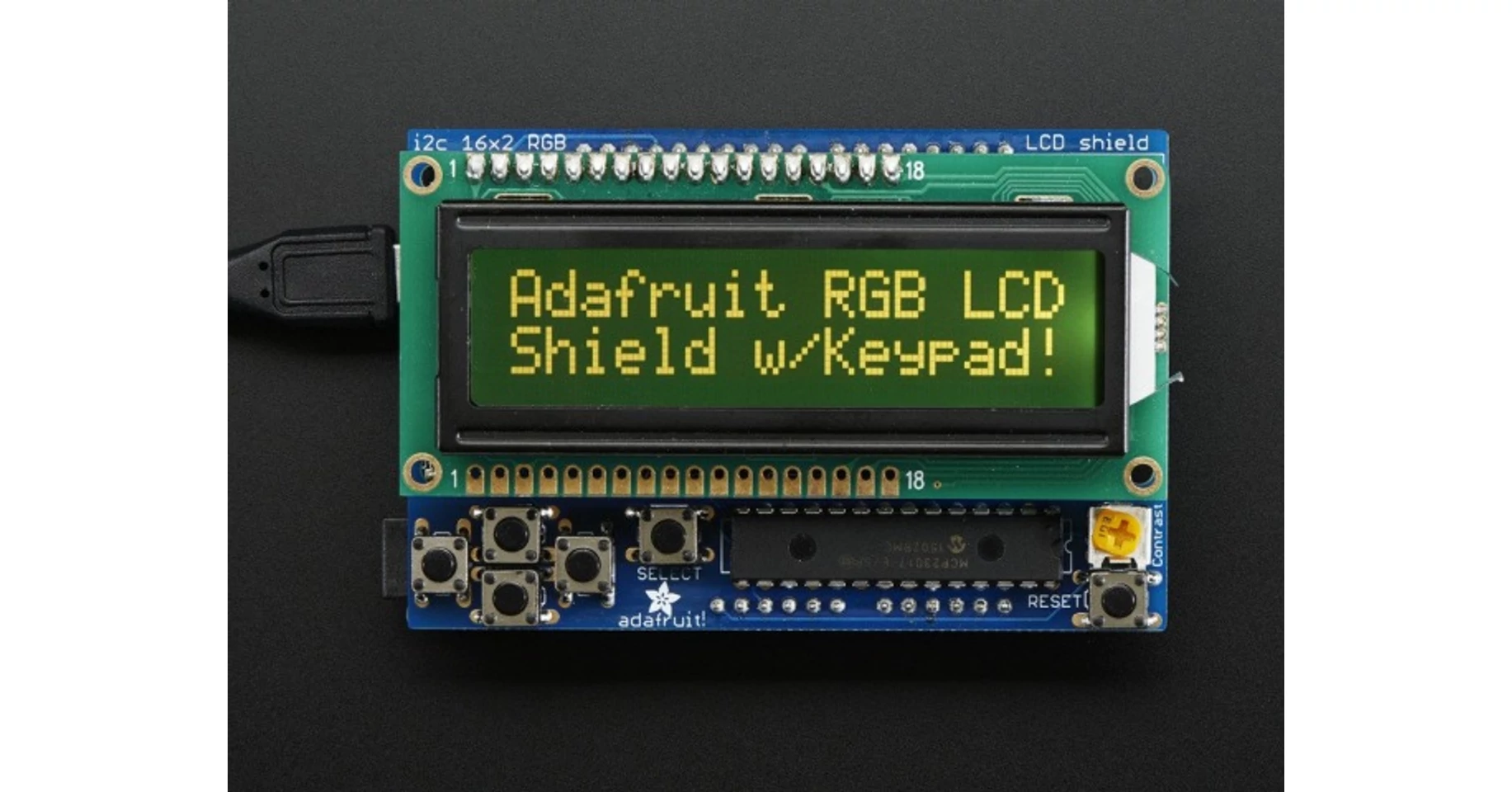 Adafruit,714,RGB LCD,16x2 Character,Display,I2C